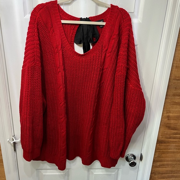 torrid | Sweaters | Torrid Red Cable Sweater With Black Tie In Back At ...